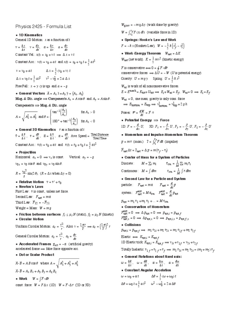 2425 Formulas | PDF