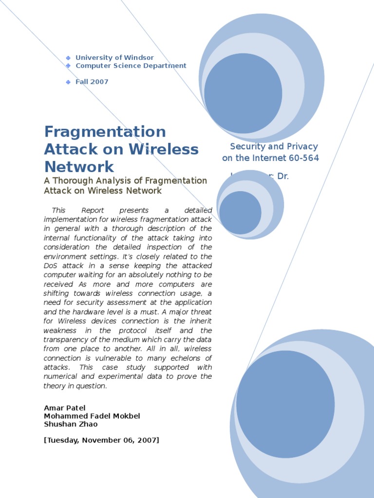 Fragmentation Attack On A Wireless Networkdoc968 | PDF | Transmission ...