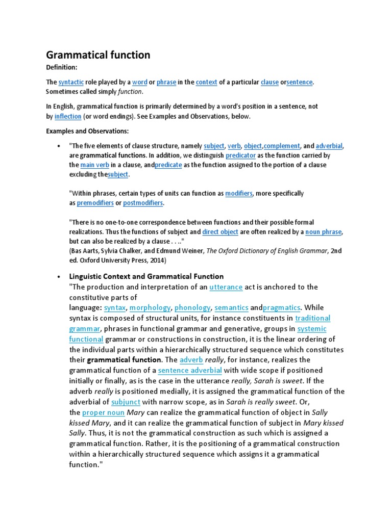 Grammatical Function | Phrase | Syntax | Free 30-day Trial | Scribd