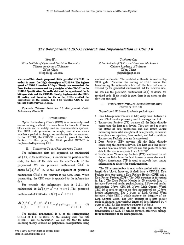 8 Bit Parallel CRC-32 PDF | PDF | Network Packet | Electronics