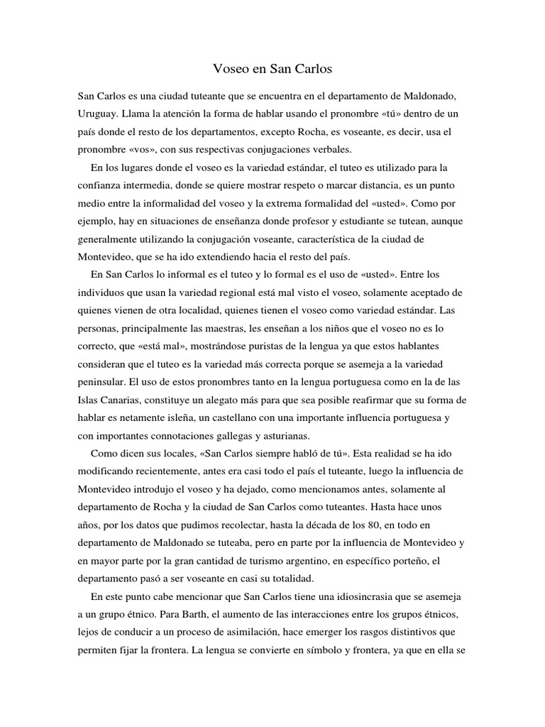 Voseo vs Tuteo en San Carlos | PDF | Lengua española | Lingüística