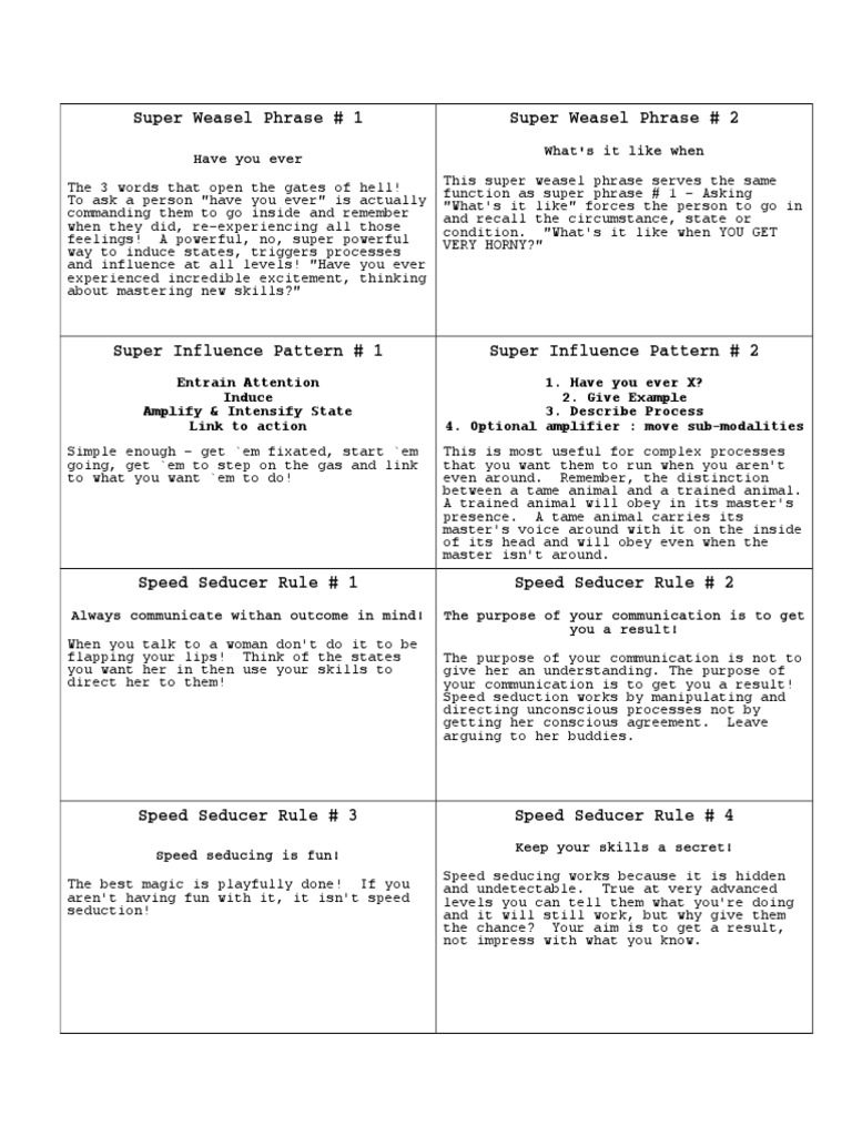 Ross Jeffries - Language Patterns FlashCards | PDF | Seduction | Trance