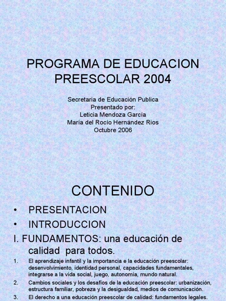 Programa de Educacion Preescolar 2004 | PDF | Educación de la primera ...