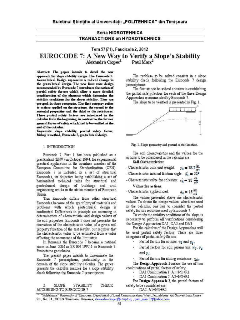 EUROCODE 7: A New Way To Verify A Slope's Stability | PDF | Mechanical ...