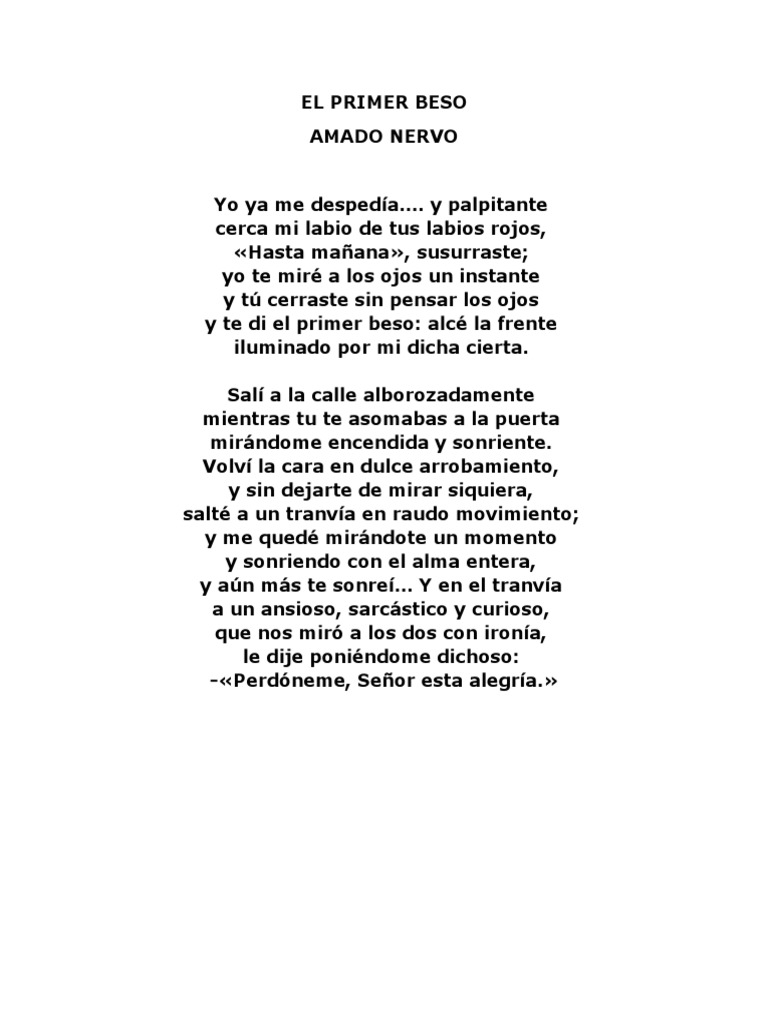 Amado Nervo - El Primer Beso | PDF | Arte | Poesía Amado Nervo - El Primer Beso | PDF | Arte | Poesía
