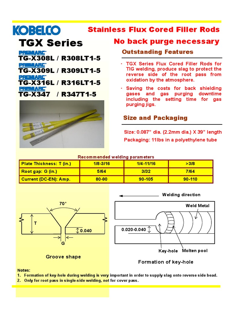 TGX Series Flux Cored Filler Rods | PDF