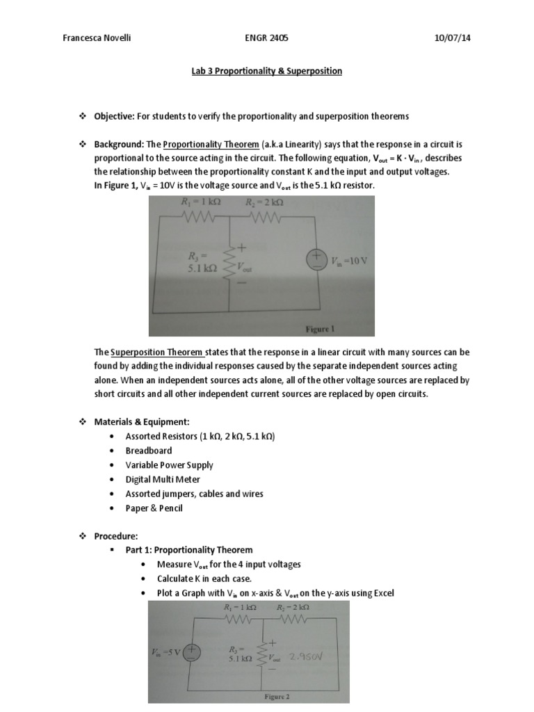 Lab 3 Proportionality & Superposition: in Out | PDF | Electrical ...