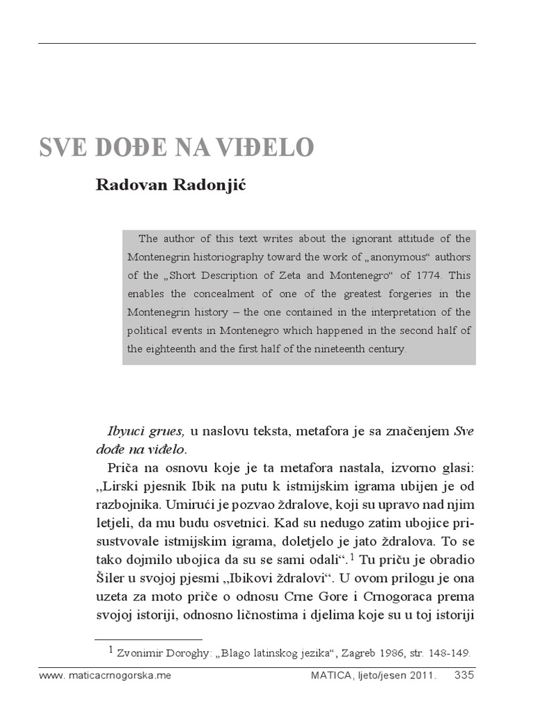 Radovan Radonjić - Sve Dođe Na Viđelo PDF | PDF