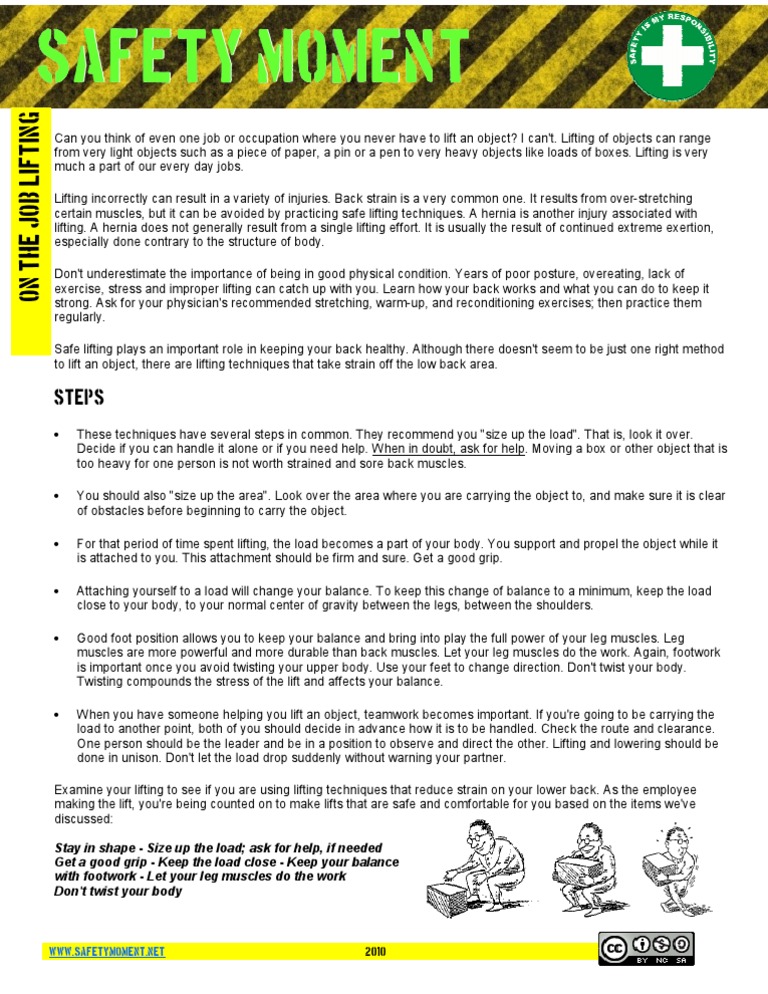 Safety Moment Manual Lifting | Human Leg | Muscle