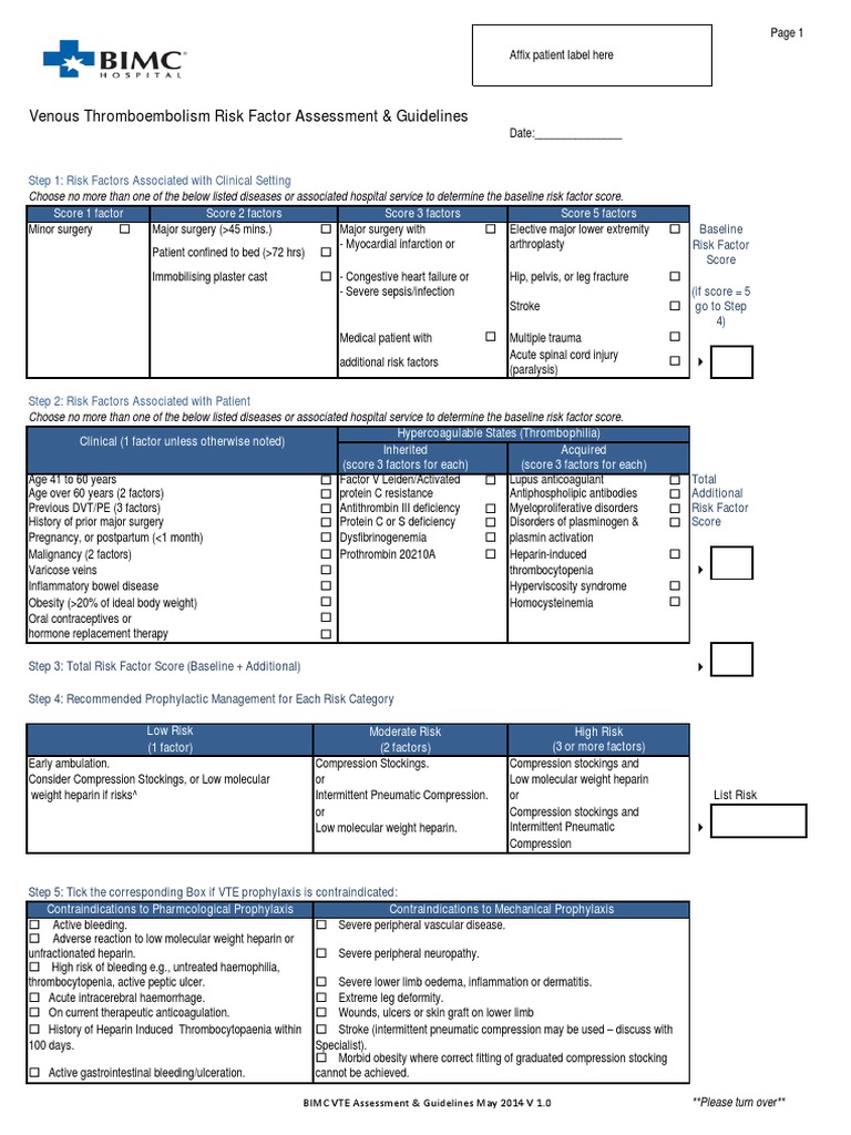 VTE Risk Assessment Guidelines | PDF | Medical Specialties | Clinical ...