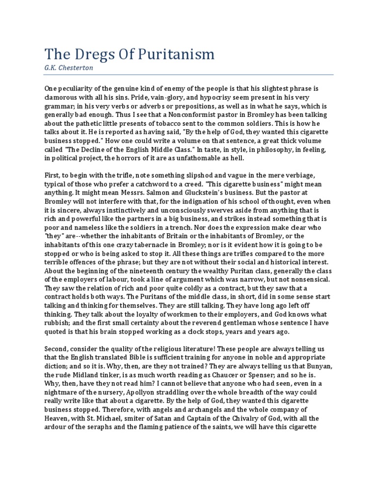 The Decline of Puritan Values | PDF