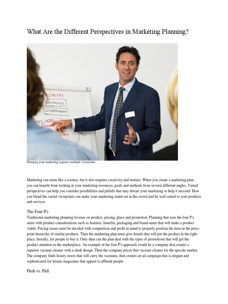 Perspectives in Marketing Planning Explained | PDF | Marketing | Business