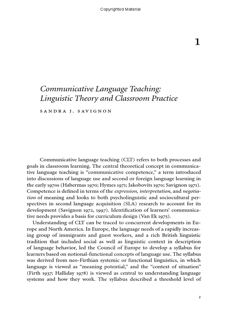Communicative Language Teaching | PDF | Second Language Acquisition ...