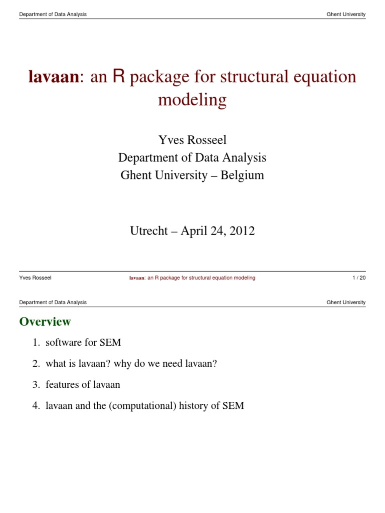 Lavaan: An R Package For Structural Equation Modeling | PDF ...