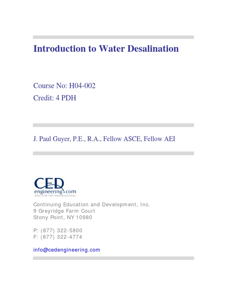 Intro To Water Desalination | PDF | Desalination | Osmosis