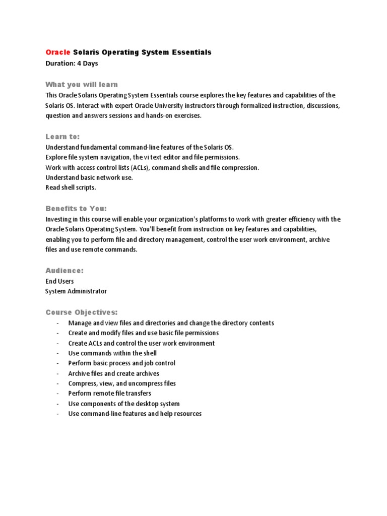 Oracle Solaris Operating System Essentials Pdf Command Line Interface Operating System 