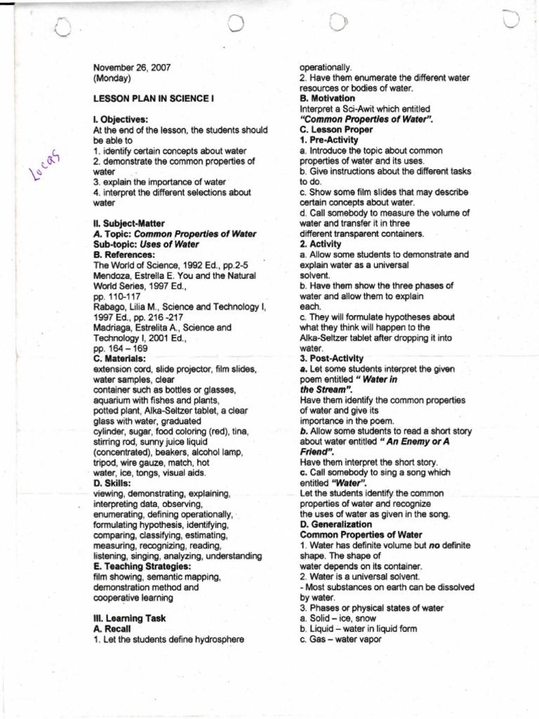 LP Science Uses of Water | PDF | Phase (Matter) | Solution