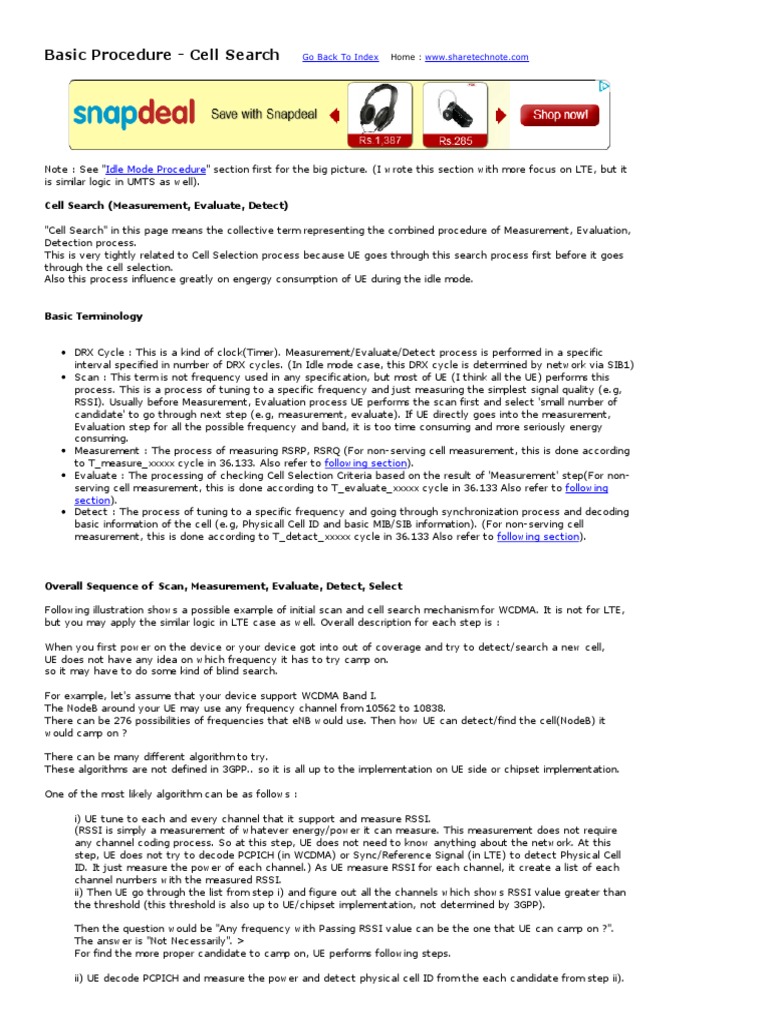 Initial Cell Search Procedure | Download Free PDF | Frequency | Algorithms