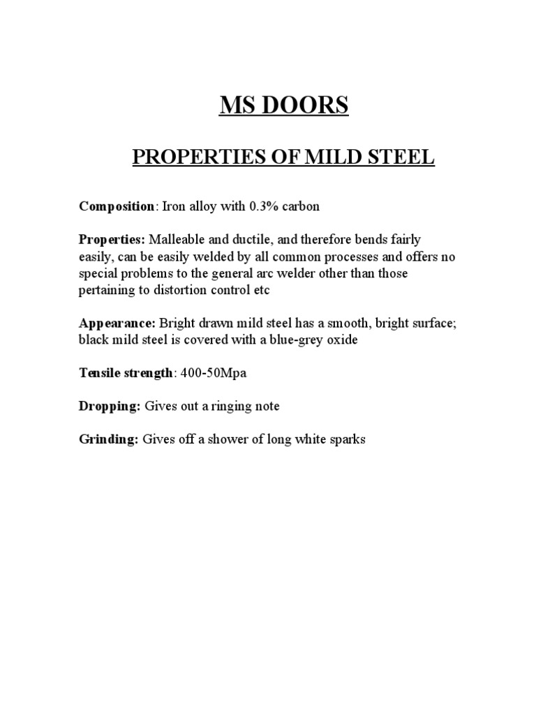 Ms Doors: Properties of Mild Steel | PDF | Door | Rust