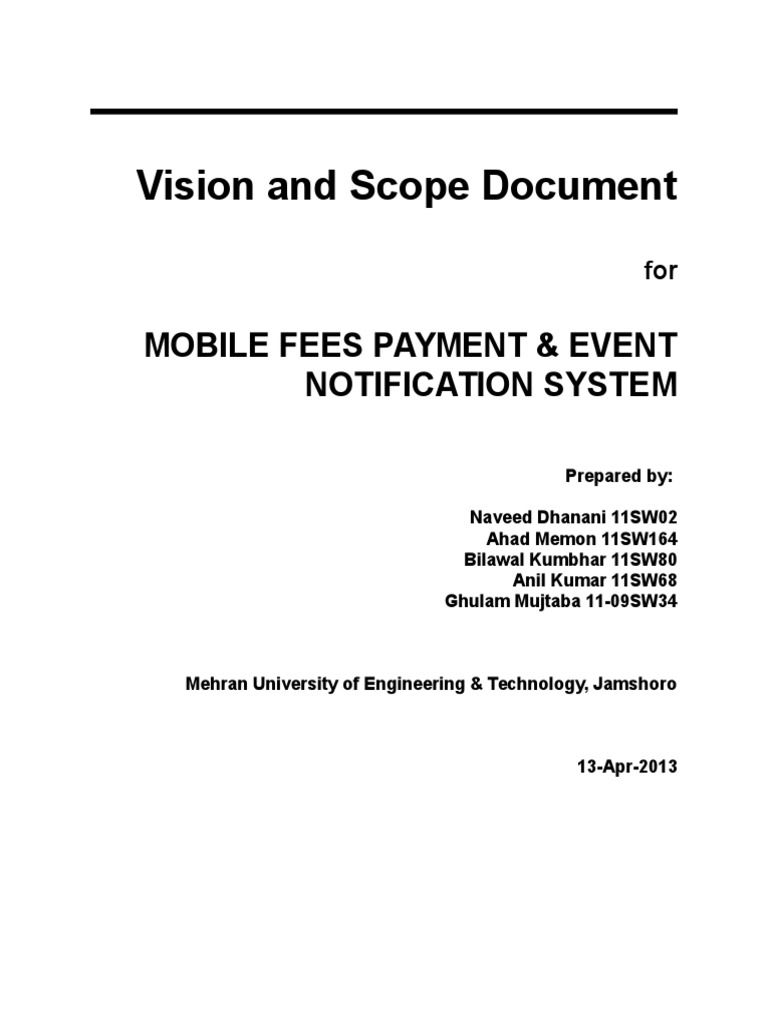 Vision and Scope | PDF | Fee | Payments