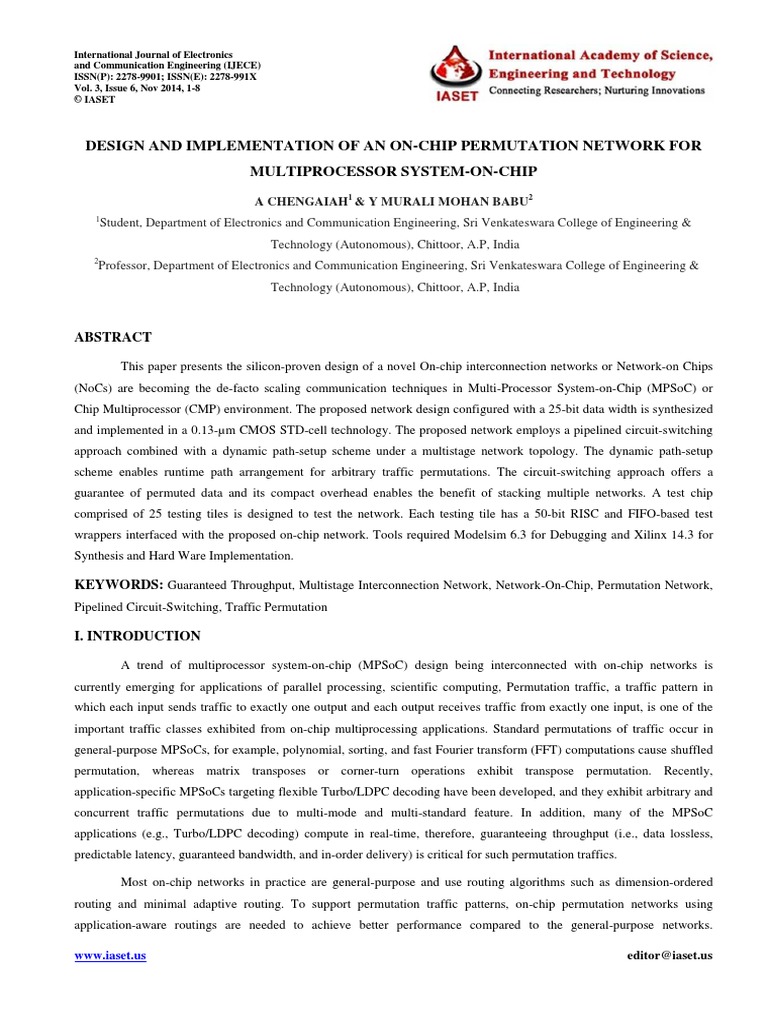 IJECE - Design and Implementation of An On CHIP Journal | PDF | System ...