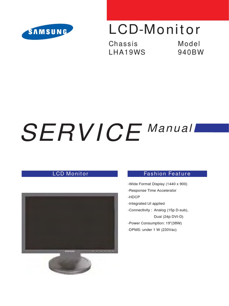 Samsung SyncMaster 940BW Service Manual | PDF | Electrostatic Discharge ...