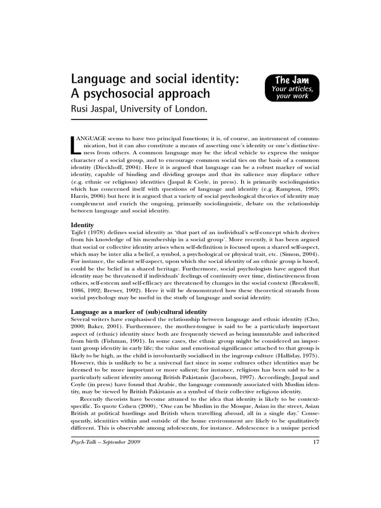 Language and Social Identity | PDF | Identity (Social Science) | Social ...
