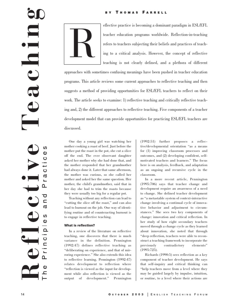 Reflective Practice in Teachers | PDF | Reflective Practice | English ...