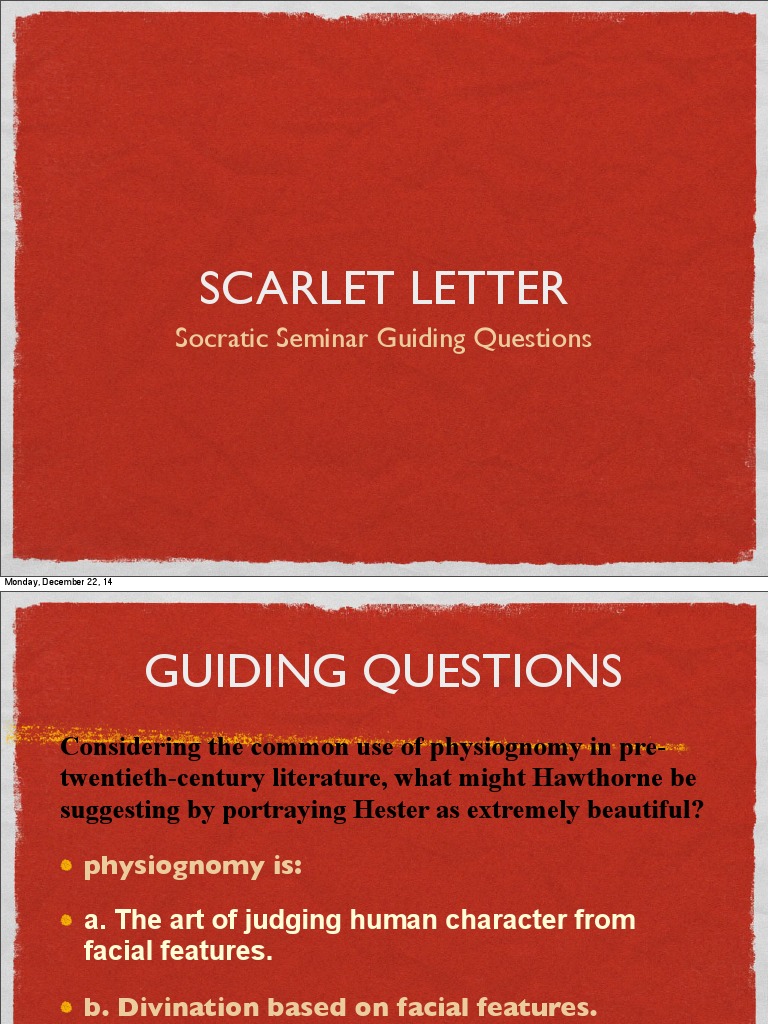 Scarlet Letter Socratic Seminar Questions | PDF | Philosophy | Science ...