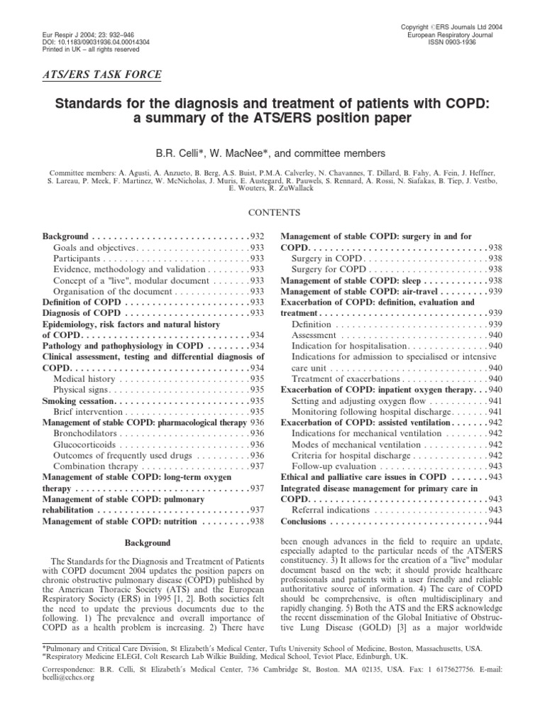 Standards For The Diagnosis and Treatment of Patients With COPD | PDF ...