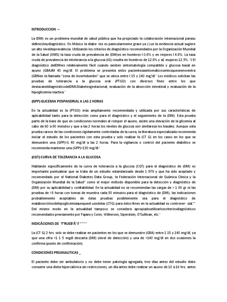 PTGO | Descargar gratis PDF | Diabetes mellitus | Azúcar en la sangre