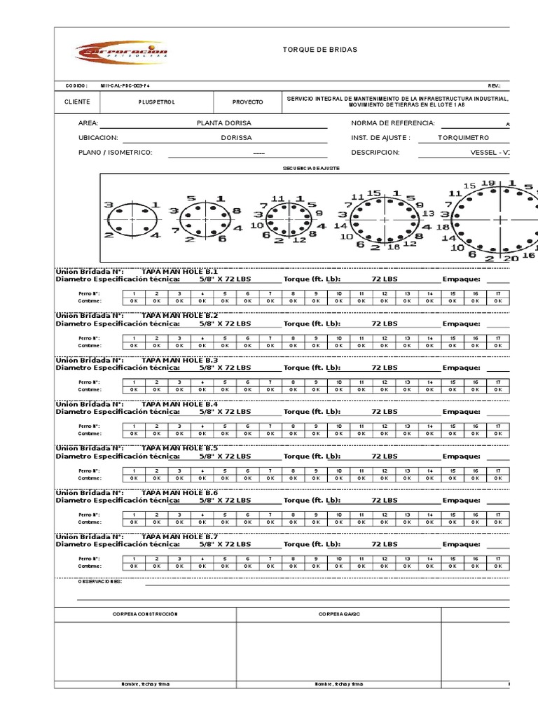 MI1 CAL PDC 003 F4 (Torque de Bridas) | PDF