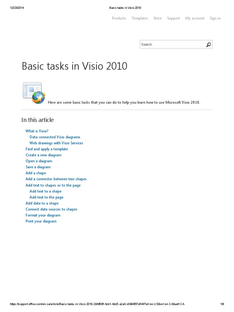 Basic Tasks in Visio 2010 | PDF | Microsoft Excel | Share Point