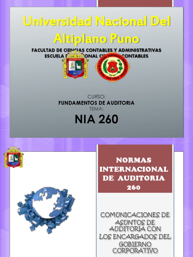 NIA 260 | Contralor, auditor | Auditoría financiera
