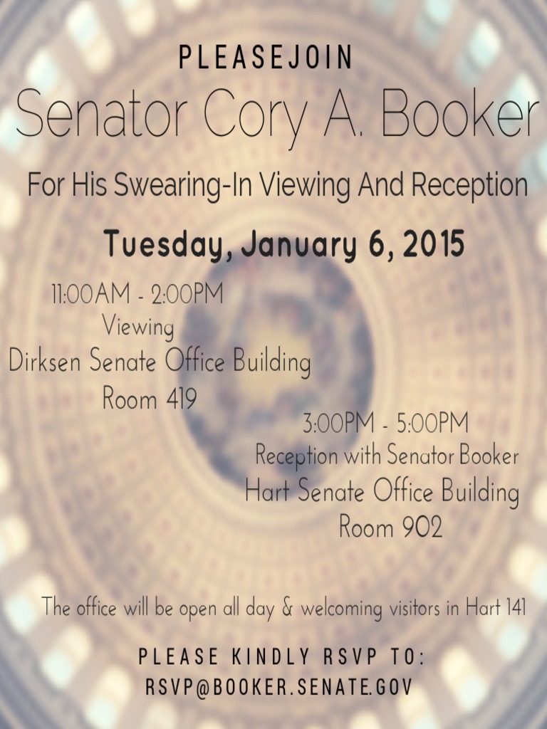 Senator Booker Swearing-In Invitation 2015 | PDF