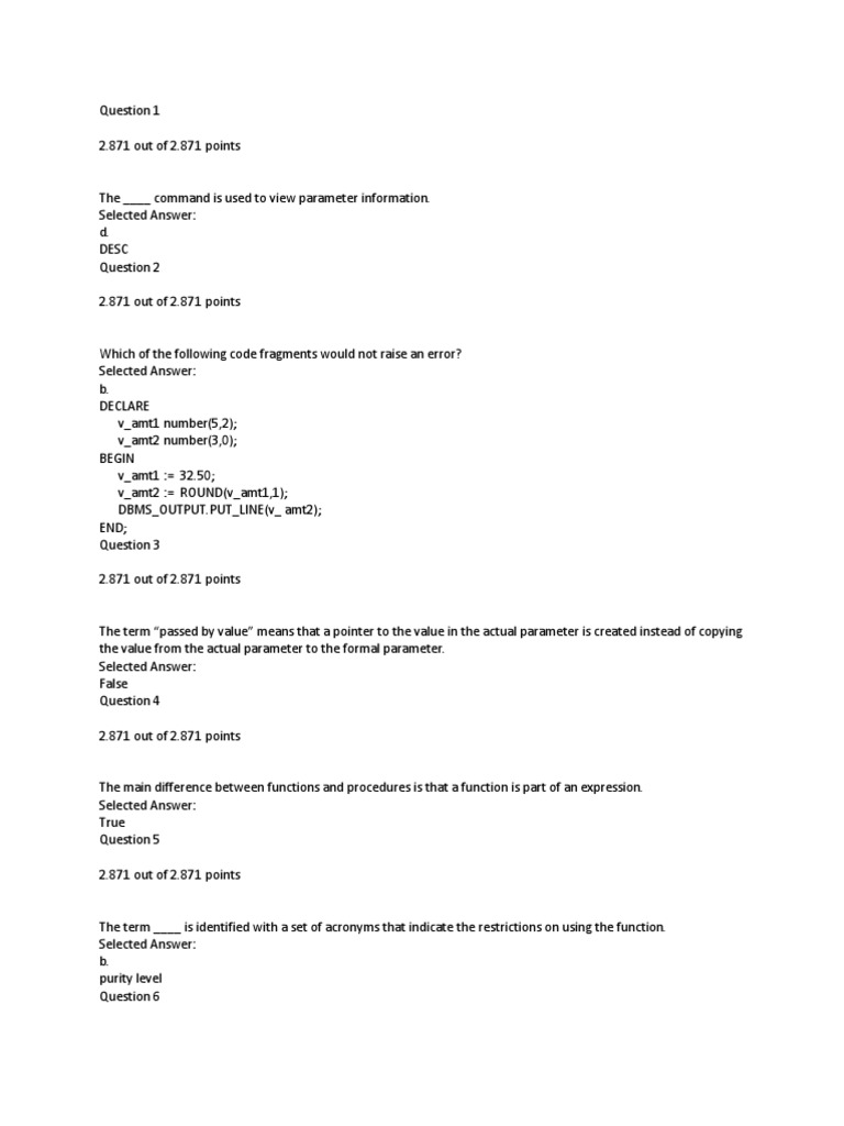 Cis 423 - Quizzes 6 - 10 PDF | PDF | Parameter (Computer Programming ...