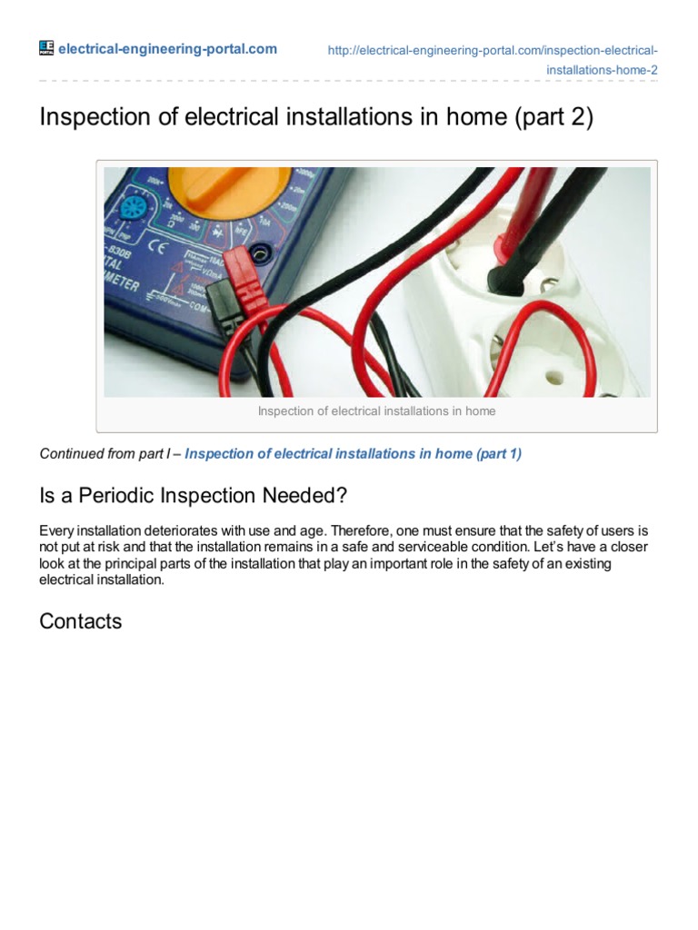 Inspection of Electrical Installations in Home Part 2 | PDF ...