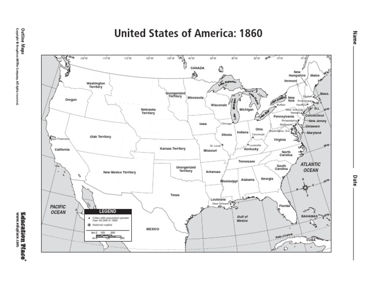 1860 Map of the United States | PDF | Politics | Travel