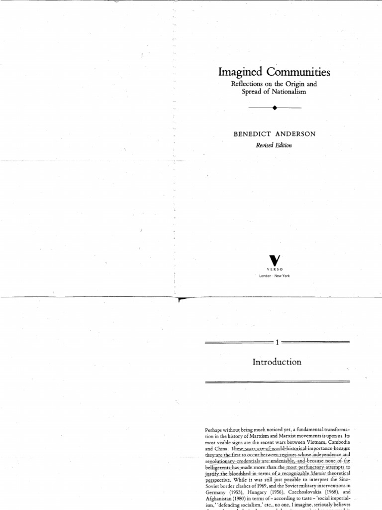 Benedict Anderson Imagined Community | PDF