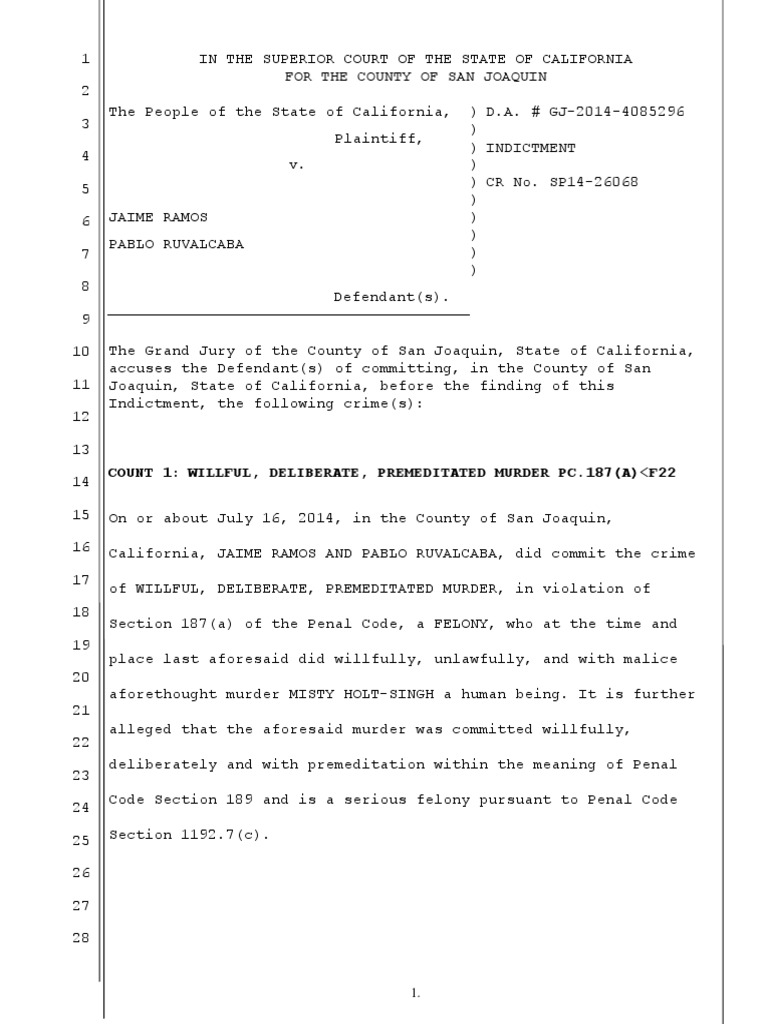 Jaime Ramos Pablo Ruvalcaba Indictment | PDF | Murder | Burglary