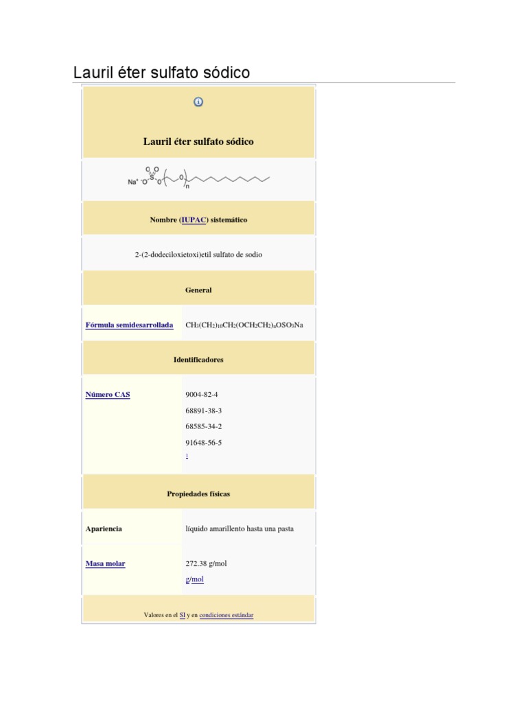 Genapol LRO: Usos y propiedades | PDF | Compuestos químicos | Química