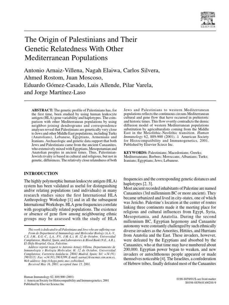 The Origin of Palestinians and Their Genetic Relatedness With Other ...