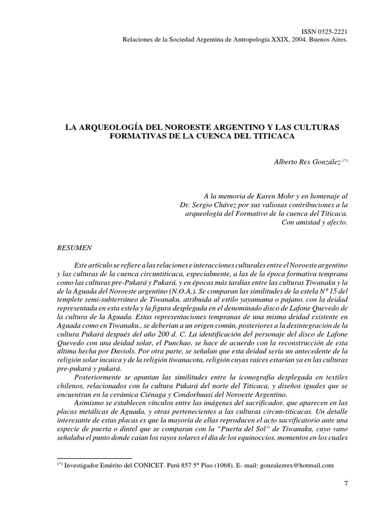 La Arqueología Del Noroeste Argentino y Las Culturas - Rex Gonzalez ...