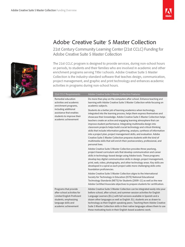 Adobe Master Collection CCLC Funding Overview | PDF | Adobe Flash ...