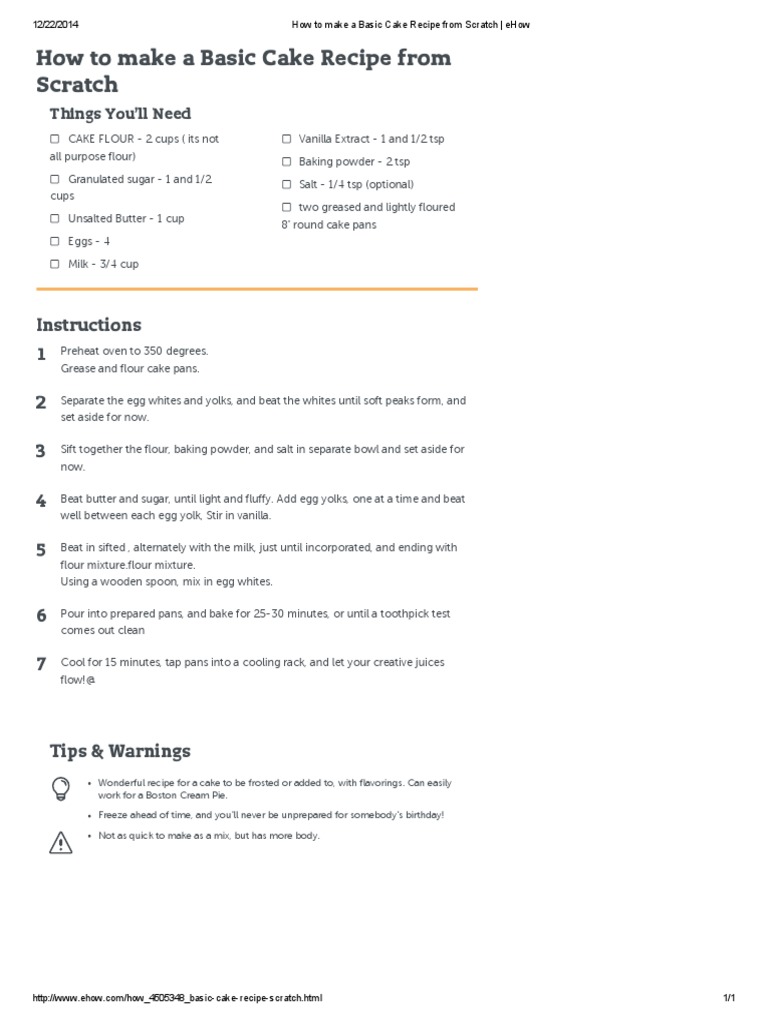 Basic Cake Recipe from Scratch Guide | PDF