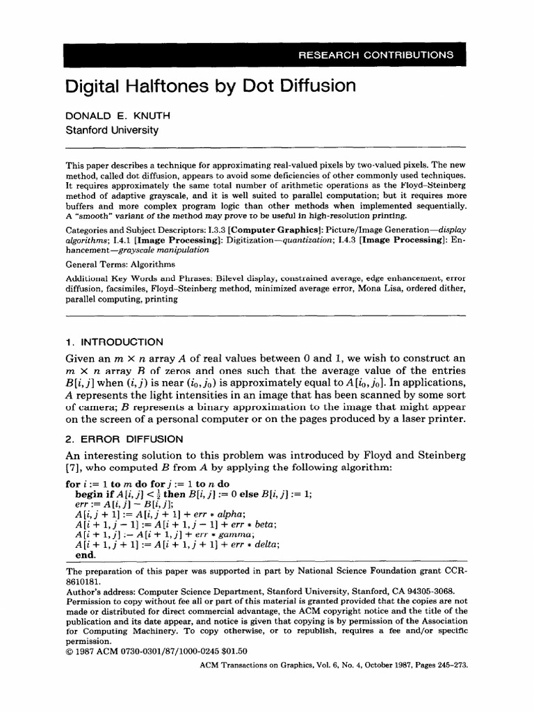 Digital Halftones by Dot Diffusion | PDF | Image Resolution | Pixel