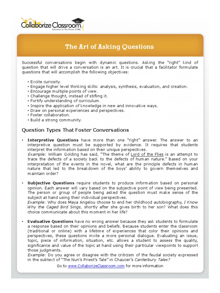 Art of Asking Questions PDF | PDF | Conversation | Question