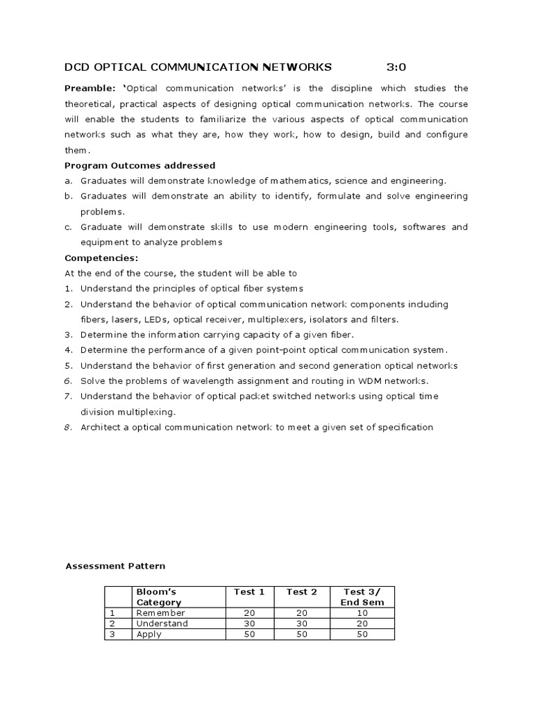 Optical Communication Networks | PDF | Optical Fiber | Wavelength ...