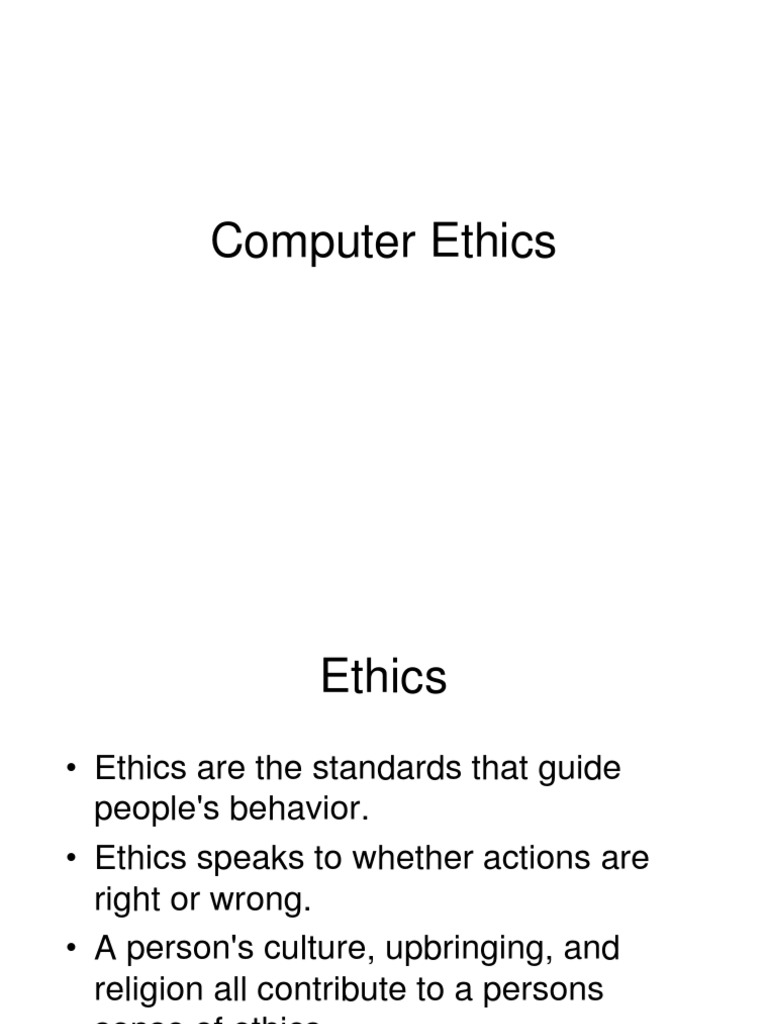 Computer Ethics | PDF | Computing | Cyberspace