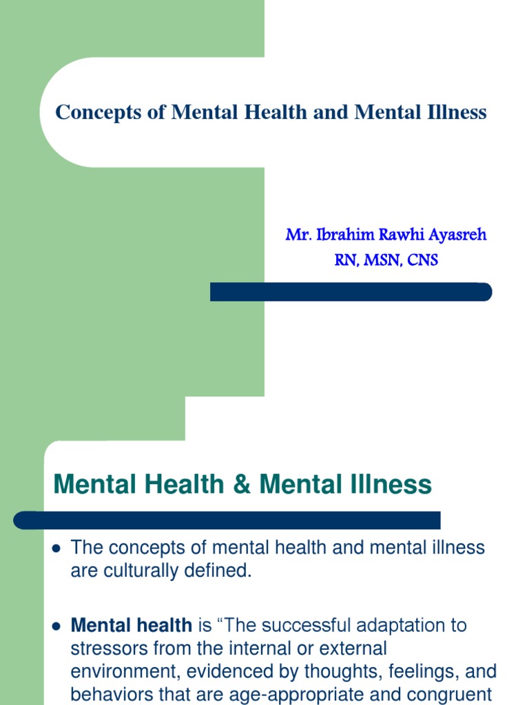 Concepts of mental health and illness.ppt | Stress (Biology) | Self ...